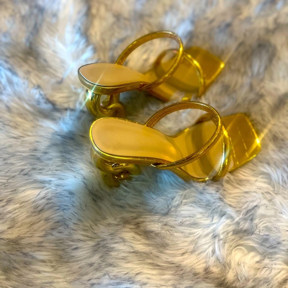 Shoes | Gold Open Toe Heels | Poshmark